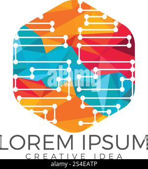 Abstract data sharing network logo design. Technology, computer, data ...