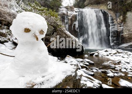Looking Glass Falls in winter - Pisgah National Forest - near Brevard ...