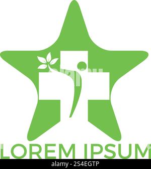 Medicine health cross star shape logo design. Plus nature healthy ...