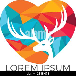 Deer heart shape logo design Stock Vector Image & Art - Alamy