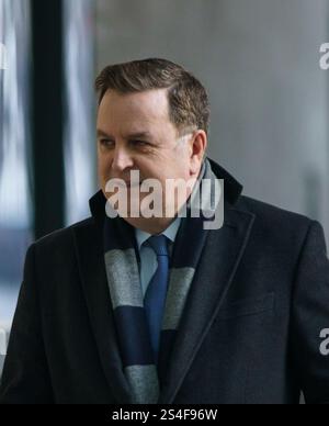 Shadow chancellor of the Exchequer Mel Stride speaking to the media ...