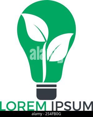 Save energy icon with green stylized light bulb. Vector on transparent ...