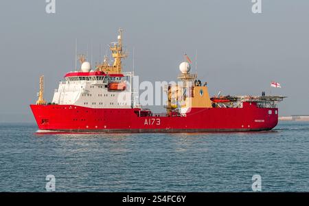 The Royal Navy Antarctic ice patrol ship HMS Protector (A173 Stock ...