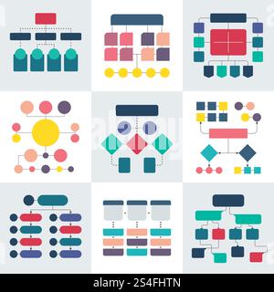 Flowchart schemes and hierarchy diagrams. Workflow chart vector elements. Chart structure ...