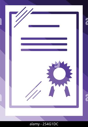 Certificate Under Glass Icon. Flat Color Design. Vector Illustration ...