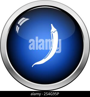 Chili Pepper Icon. Glossy Button Design. Vector Illustration Stock ...