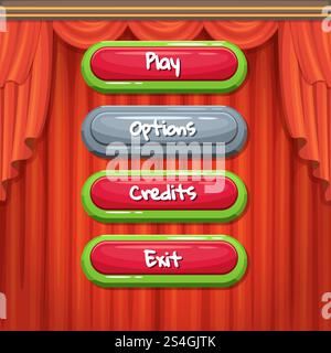 Vector cartoon style contoured enabled and disabled buttons with text ...