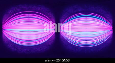 HDRI. Glowing neon lines. Full spherical panorama 360 degrees. 3D ...
