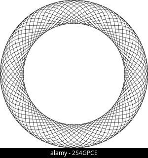 Spirograph element empty in center Abstract concentric symbol icon in circle round outline black ...