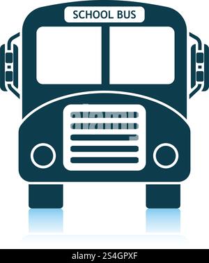 School Bus Icon. Shadow Reflection Design. Vector Illustration Stock ...