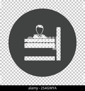 Bank clerk icon. Subtract stencil design on tranparency grid. Vector ...