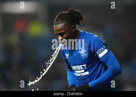 Rangers’ Clinton Nsiala after receiving treatment during the William ...