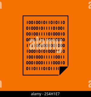 Sheet With Binary Code Icon on gray background, round shadow. Vector ...