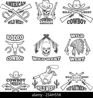 Set of 6 labels. Western style Stock Vector Image & Art - Alamy