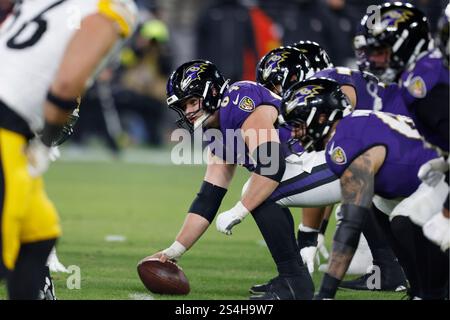 Baltimore Ravens center Tyler Linderbaum (64) in action an NFL football ...