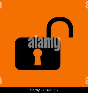 Unlock Icon. Black on Orange Background. Vector Illustration Stock ...