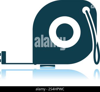Icon of constriction tape measure. Shadow reflection design. Vector ...