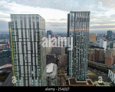 Aerial image of the high-rises at Green Gate Salford featuring ...