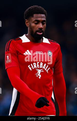 Hakeeb Adelakun of Salford City FC scores his side's second goal of the ...
