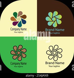 Beautiful Unique logo design with four different designs of the same ...