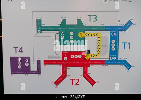 SINGAPORE - AUGUST 25, 2024: a map showing the SkyTrain route to ...