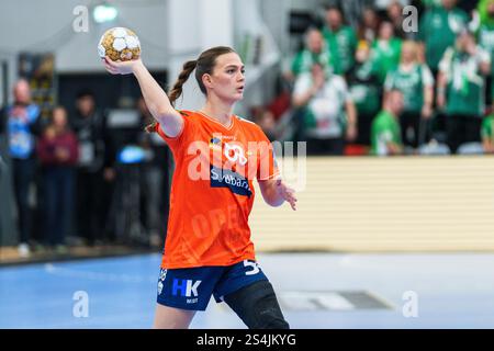 Odense, Denmark. 12th Jan, 2025. Malin Aune (6) of Odense Handball seen ...