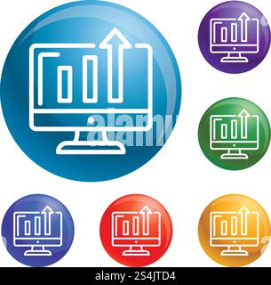 Progress monitoring line icons collection. growth, development ...