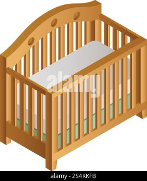 Wood crib icon. Isometric of wood crib vector icon for web design ...