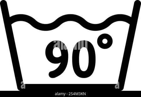 Wash at 90 degree label logo design. Water temperature 90C. Laundry ...