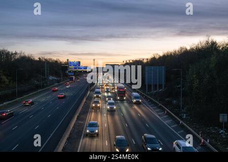 Traffic on the M1, captured from the Kegworth Bypass A6 in Derbyshire ...