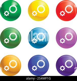 business woman pushing a gear Stock Vector Image & Art - Alamy