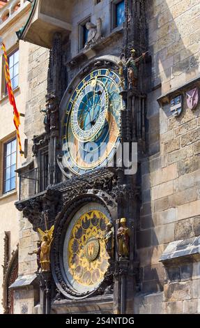 A view of the historic Astronomical Clock in the city of Prague, Czech ...