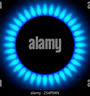 Propane butane gas flames on cooker hobs - top view Stock Photo - Alamy