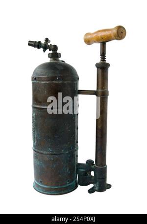 old rusty insecticide spray on white background. Old insecticide spray ...