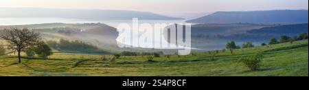 Bakota morning spring panorama (Ukraine Stock Photo - Alamy