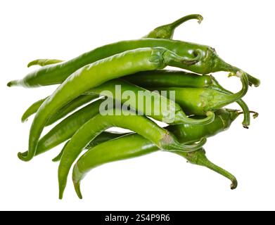 pod of green hot pepper isolated on white background, spicy spice Stock ...