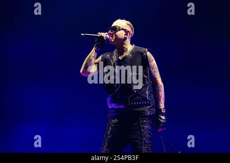 Eboli, Italy. 12th Jan, 2025. Jacopo Lazzarini, also known as Lazza ...