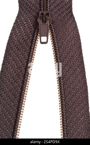 plastic brown zip fastener close up isolated on white background Stock ...