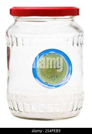 blue sphere little planet inside flowers dandelions round frame ...