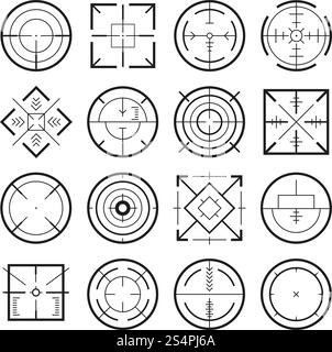 Crosshair, gun weapon sight, targets icon set. Flat style vector ...