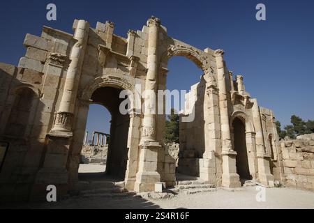 the Roman Ruins of Jerash in the north of Amann in Jordan in the middle ...