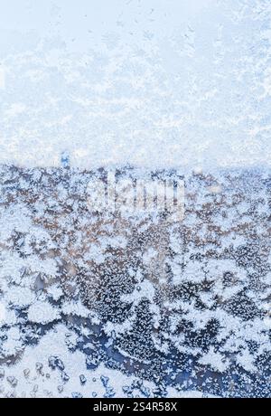 window glass covered with snow in winter Stock Photo - Alamy