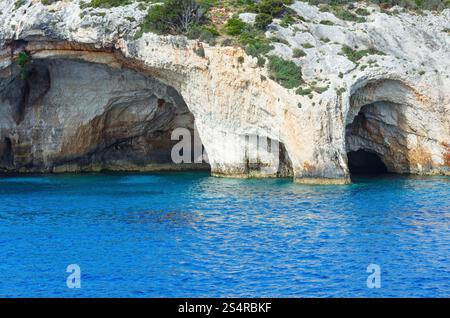 View of Blue Caves from ferry (Zakynthos, Greece, Cape Skinari Stock ...
