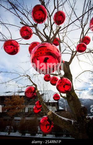 Big green christmas tree with toys Stock Photo - Alamy