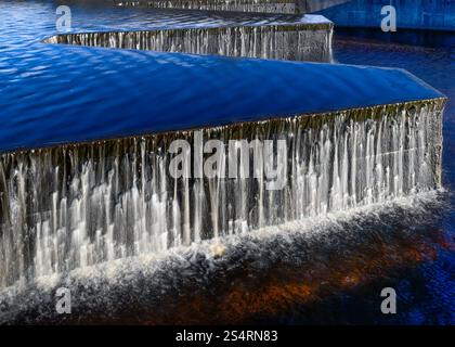 The outfall from Baddinsgill Reservoir near West Linton in the Southern ...