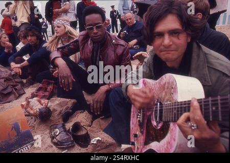 Hippies at the 3rd Isle of Wight Music Festival, England August 1970 ...