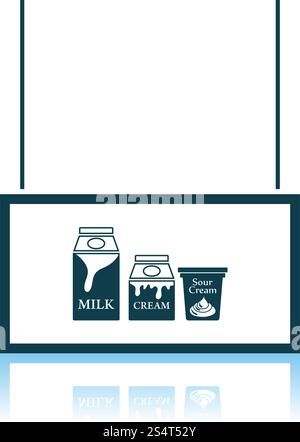Milk market department icon. Shadow reflection design. Vector ...
