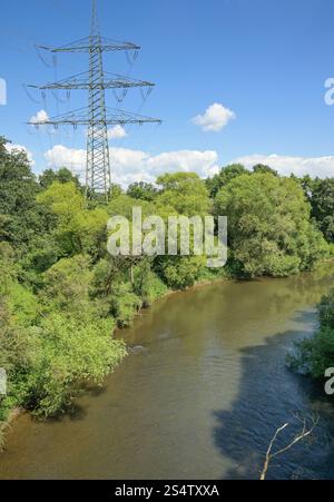 Fluß der Lahn, Oberes Lahntal bei Lollar, Landkreis Gießen, Hessen ...
