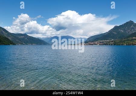 Alpine Lake Como summer misty view from mountain top (Italy Stock Photo ...