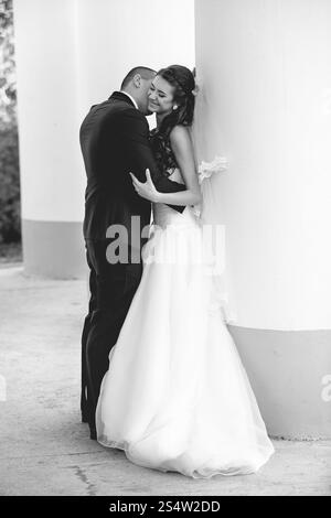 Black and white photo of two elegant young ballerinas posing at a dance ...